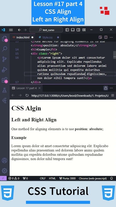 Css Tutorial Lesson 17 Part 4 Css Align Left And Right Align Csstutorial Javascript