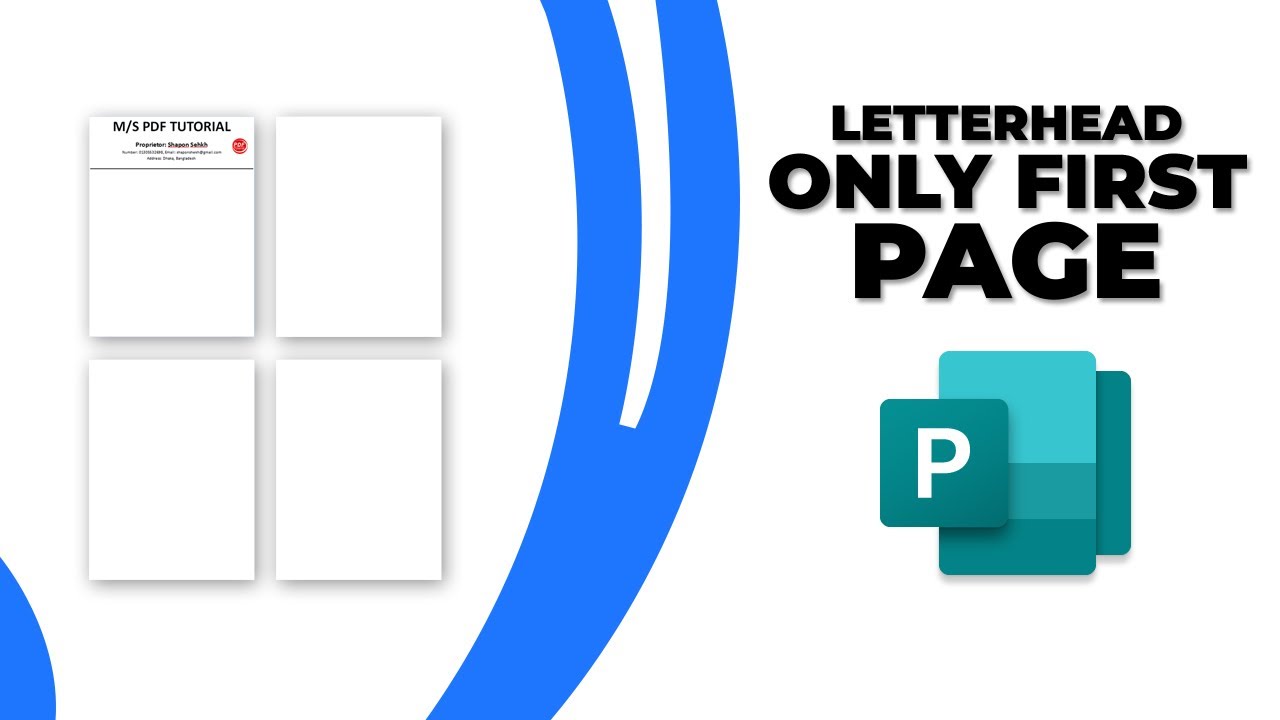 How to insert a letterhead only first page in Publisher - YouTube