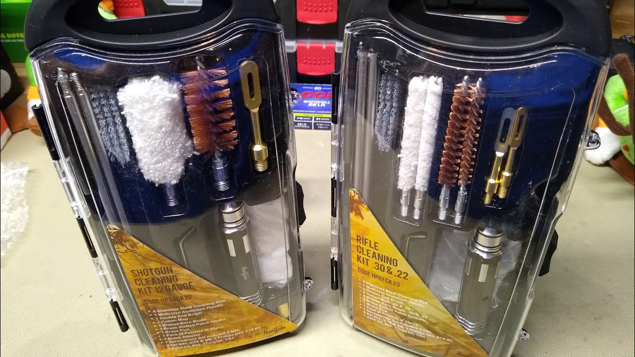 Huntpro 12 gauge cleaning kit and 22/30 caliber cleaning kit - YouTube