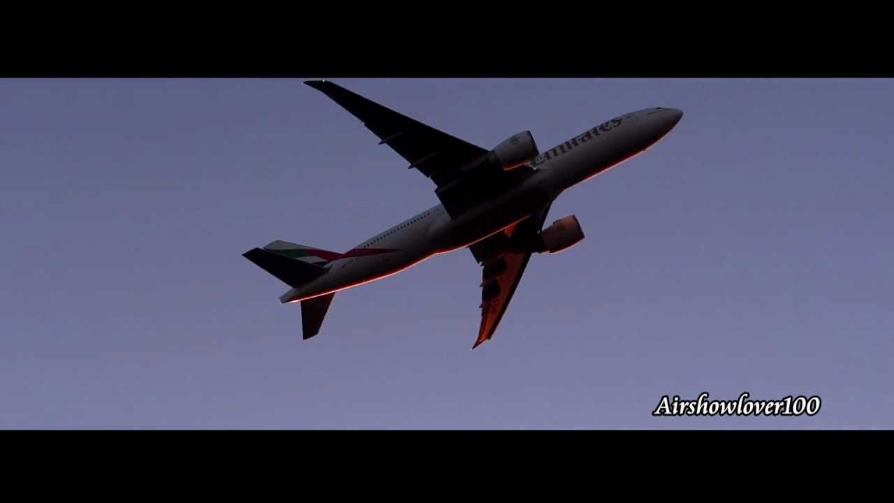 Emirates Boeing 777-200LR Beautiful Sunset Takeoff SEA - YouTube