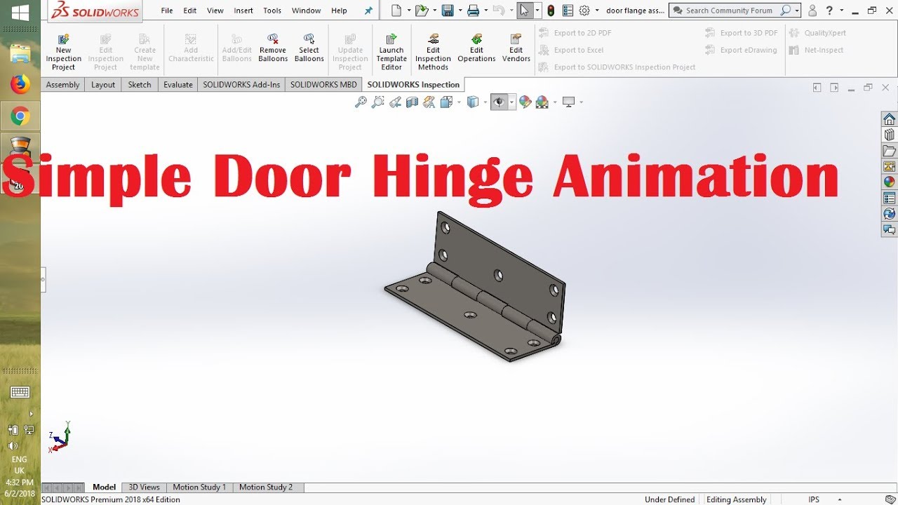 Simple Door Hinge Animation In Solidworks Youtube
