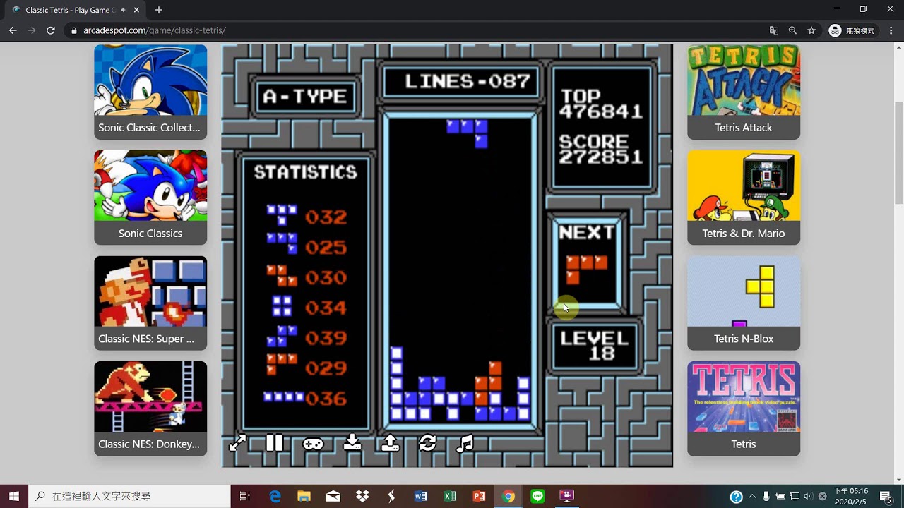 NES classic tetris: Classic tetris PB (770K) (former PB) - YouTube