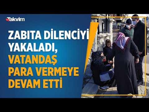 Elazığ’da ilginç anlar! Zabıta dilenciyi yakaladı, vatandaş para vermeye devam etti
