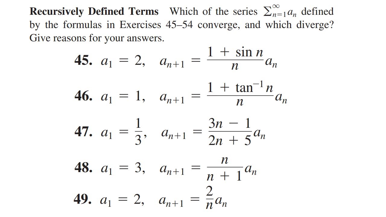 Converges and diverges of recurring relation of series || Thomas ...