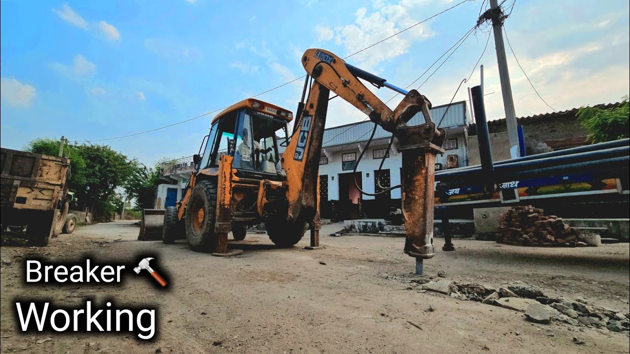 JCB 3DX Breaker dig and Bucket for Making Village Pipeline | jcb ...