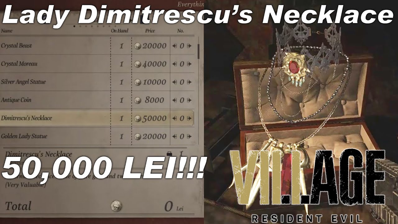 RE8 Complete Lady Dimitrescu's Necklace for 50,000 LEI Guide - YouTube