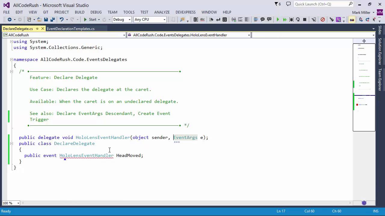 DevExpress CodeRush: Declare Delegate - YouTube DevExpress CodeRush: Declare Delegate - YouTube
