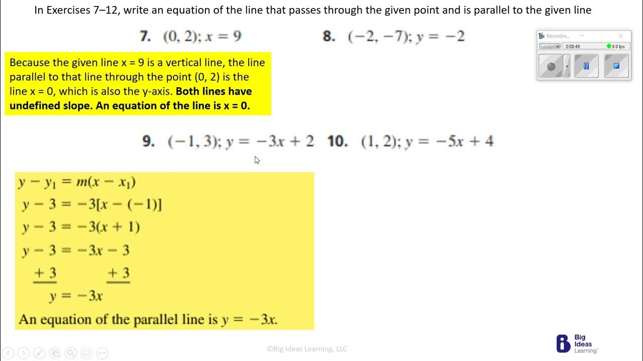 home work video for lesson 4 4; Writing Equations of Parallel and Perpendicular Lines - YouTube