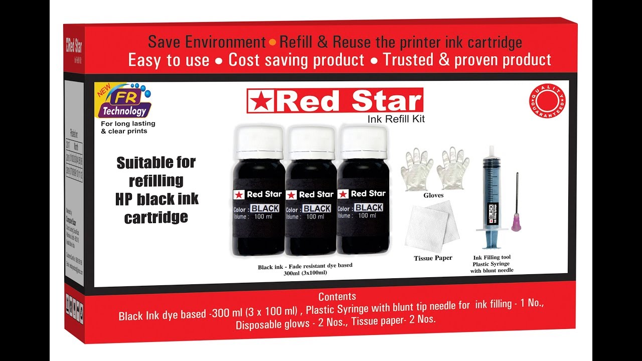 How to refill hp black ink cartridge using a syringe - YouTube