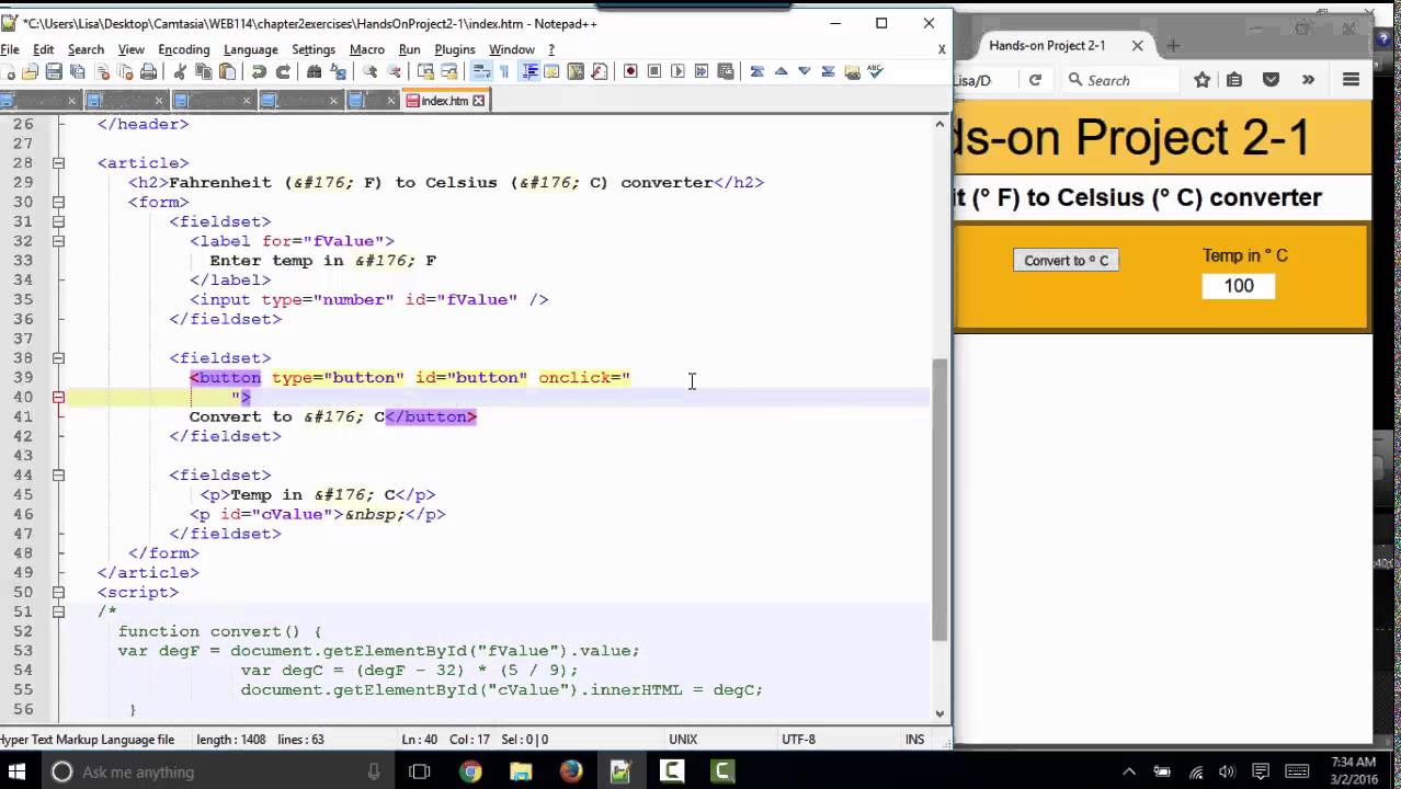 JavaScript Web Warrior Series - Chapter 2 Hands on Project 2-1 debrief - YouTube