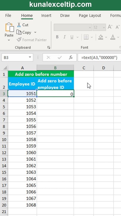How to add zero before number in excel - YouTube