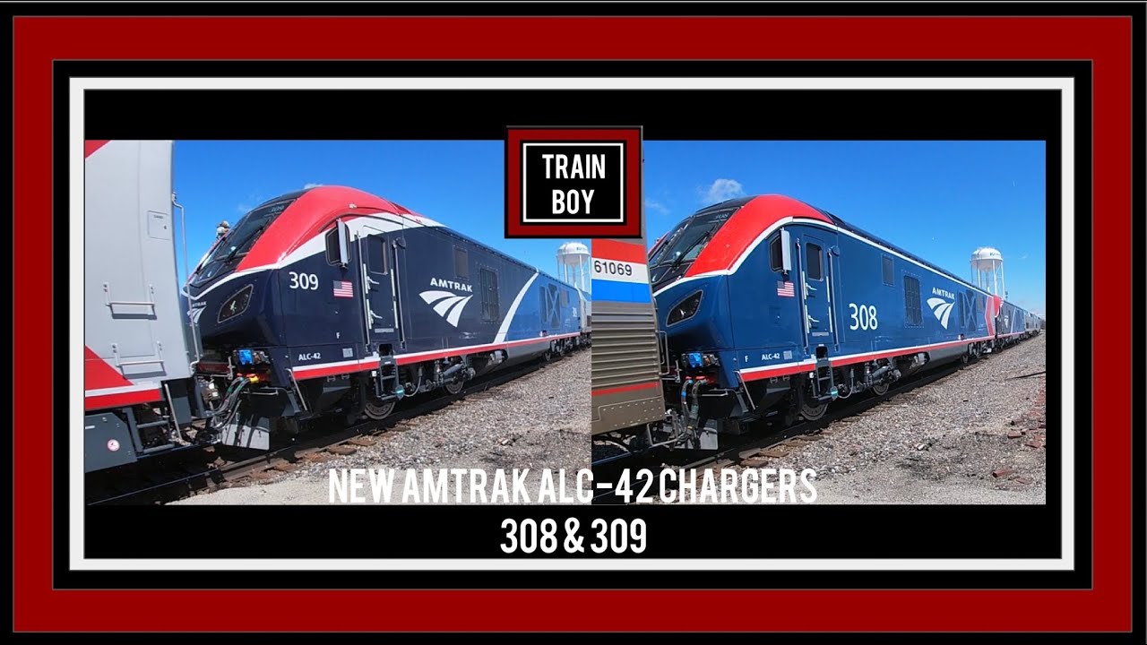 New Amtrak ALC-42 Charges 308 & 309 | Kewanee Railfanning | 4/16/22 ...