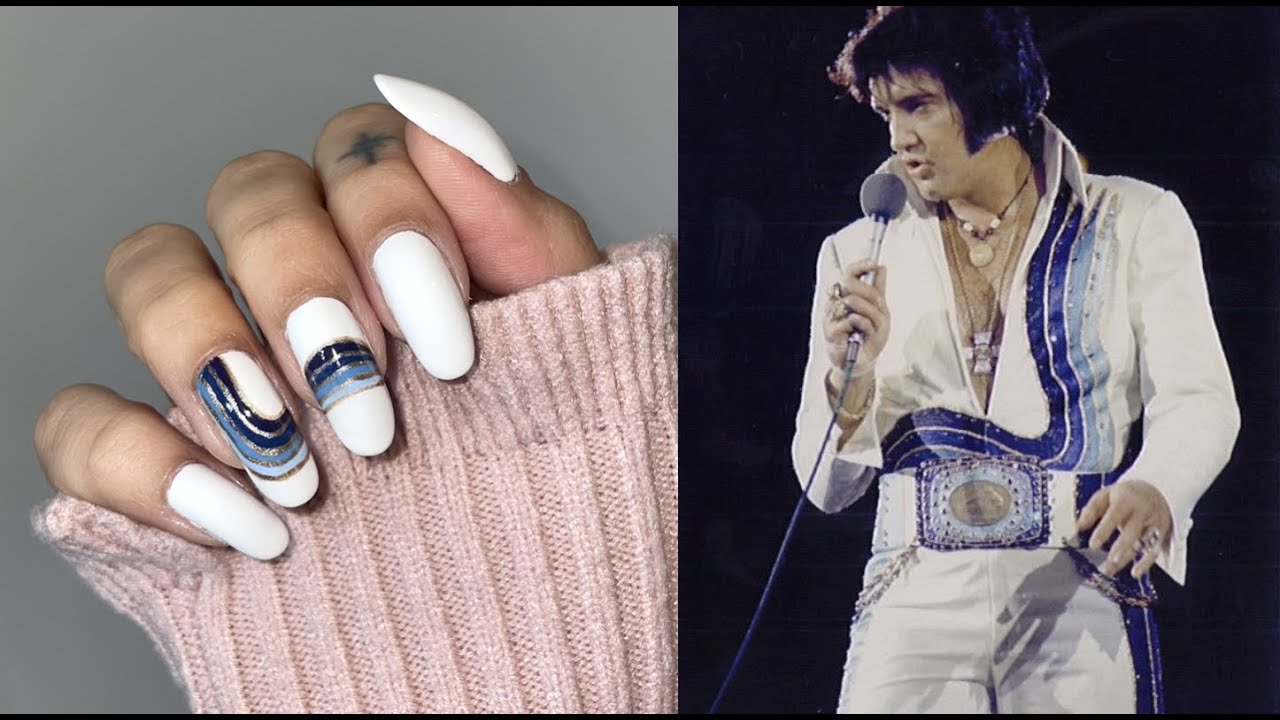 Elvis Blue Rainbow Jumpsuit Nails *nail art inspired by the KING* - YouTube