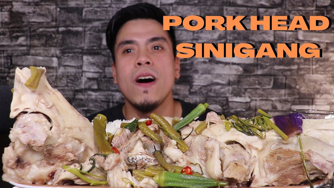 SINIGANG NA ULO NG BABOY (PORK HEAD SINIGANG) MUKBANG - YouTube