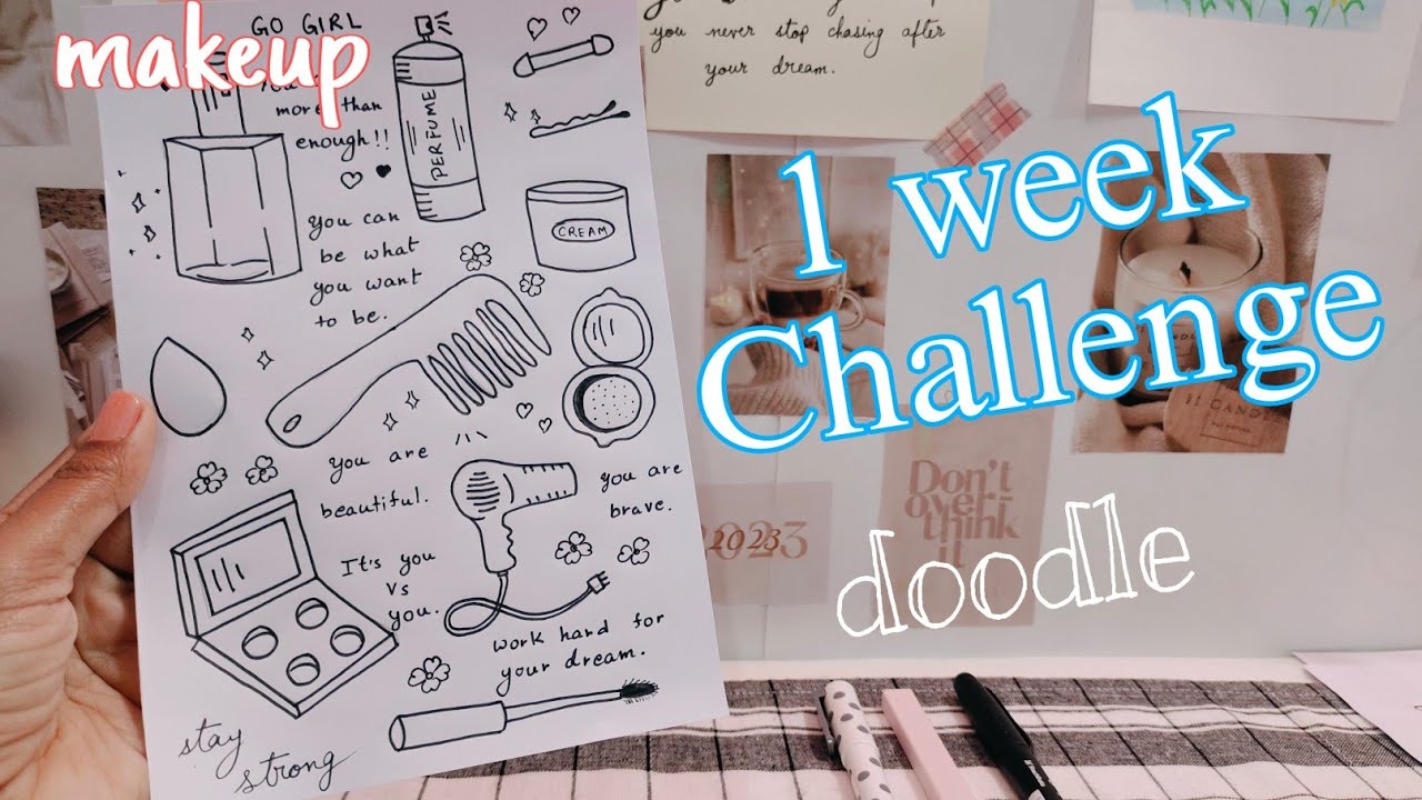 1 week Doodle challenge Day - 1 makeup ️ - YouTube