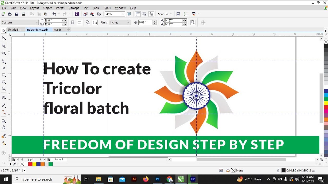 How To Create Tricolor Batch | Happy Independence Day | CorelDraw Free ...