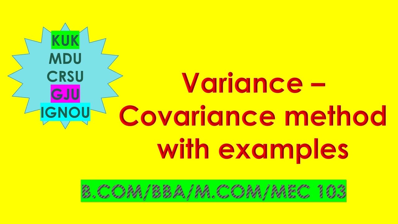 variance Covariance method with examples of Exercise-6 of bcom/m.com ...