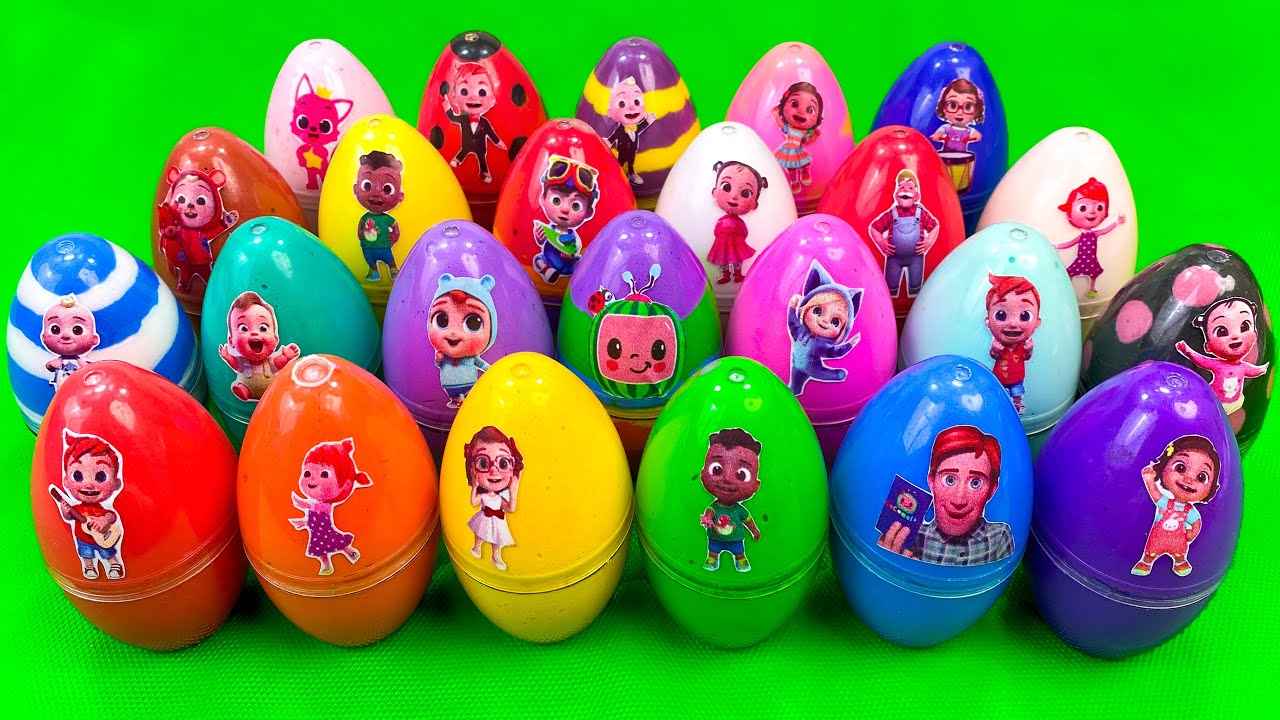 Rainbow Eggs SLIME: Digging Cocomelon Dinosaur Eggs with CLAY Coloring ...