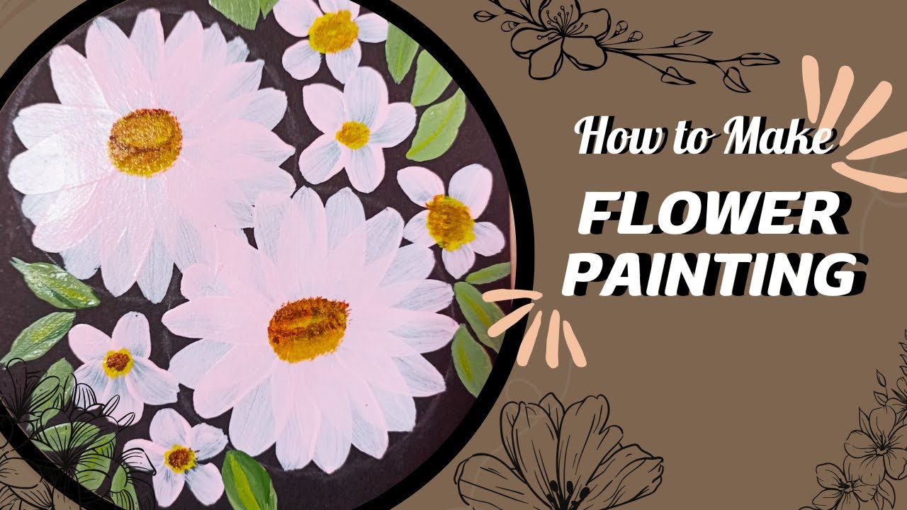 How To Make Flower Painting Using Brushes ll Flower Painting Using ...