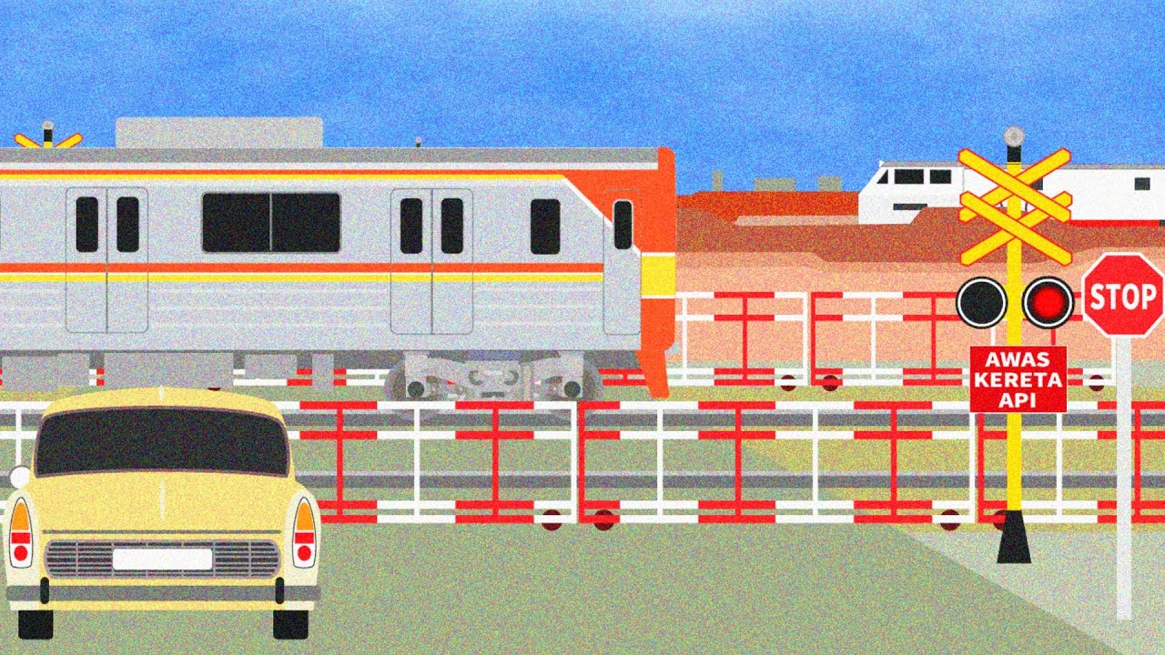 Kereta Api Kartun | Railroad Crossing Train Animation | Palang Pintu ...