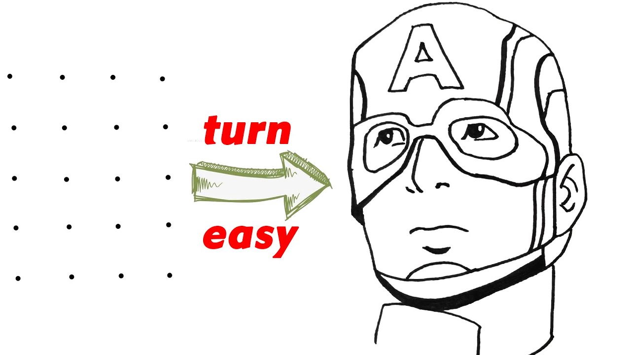 HOW TO DRAW CAPTAIN AMERICA STEP BY STEP WITH 20 DOTS - YouTube
