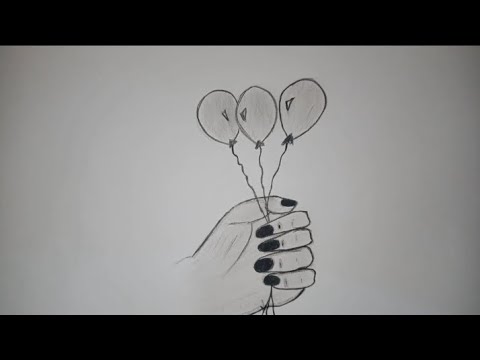 How to draw a hand holding Balloons| easy way to draw | hand with ...