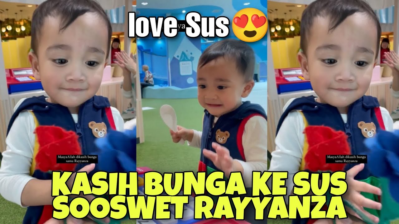 LUCUNYA RAYYANZA RAYU SUS RINI PAKAI BUNGA MERAH - YouTube