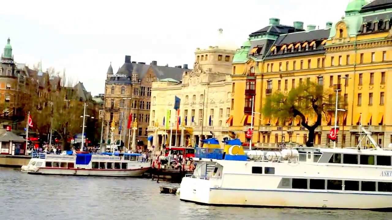 Stockholm centrum på båt av sjövägen - YouTube