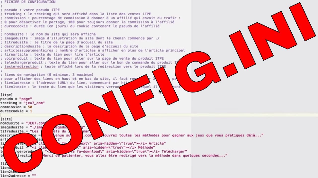 TUTO : config.ini - YouTube