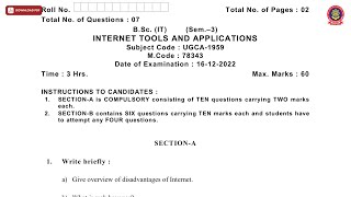 BSC 3RD SEM IT INTERNET TOOLS AND APPLICATIONS DEC 2022 | PTU