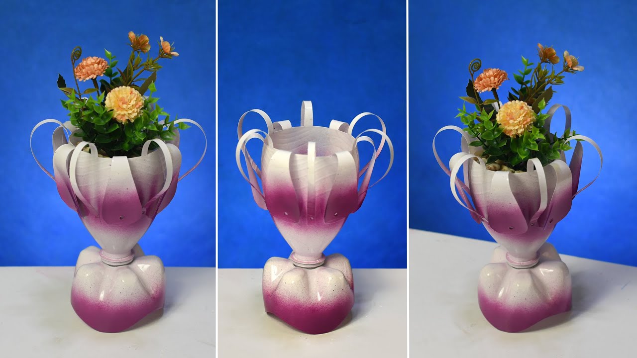 Flower Plant Pot Trophy Design | DIY Plant Pots Plastic Bottles - YouTube