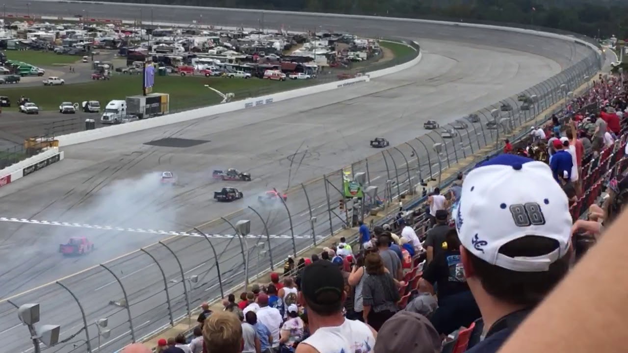 NASCAR Truck series Talladega crash from stands - YouTube