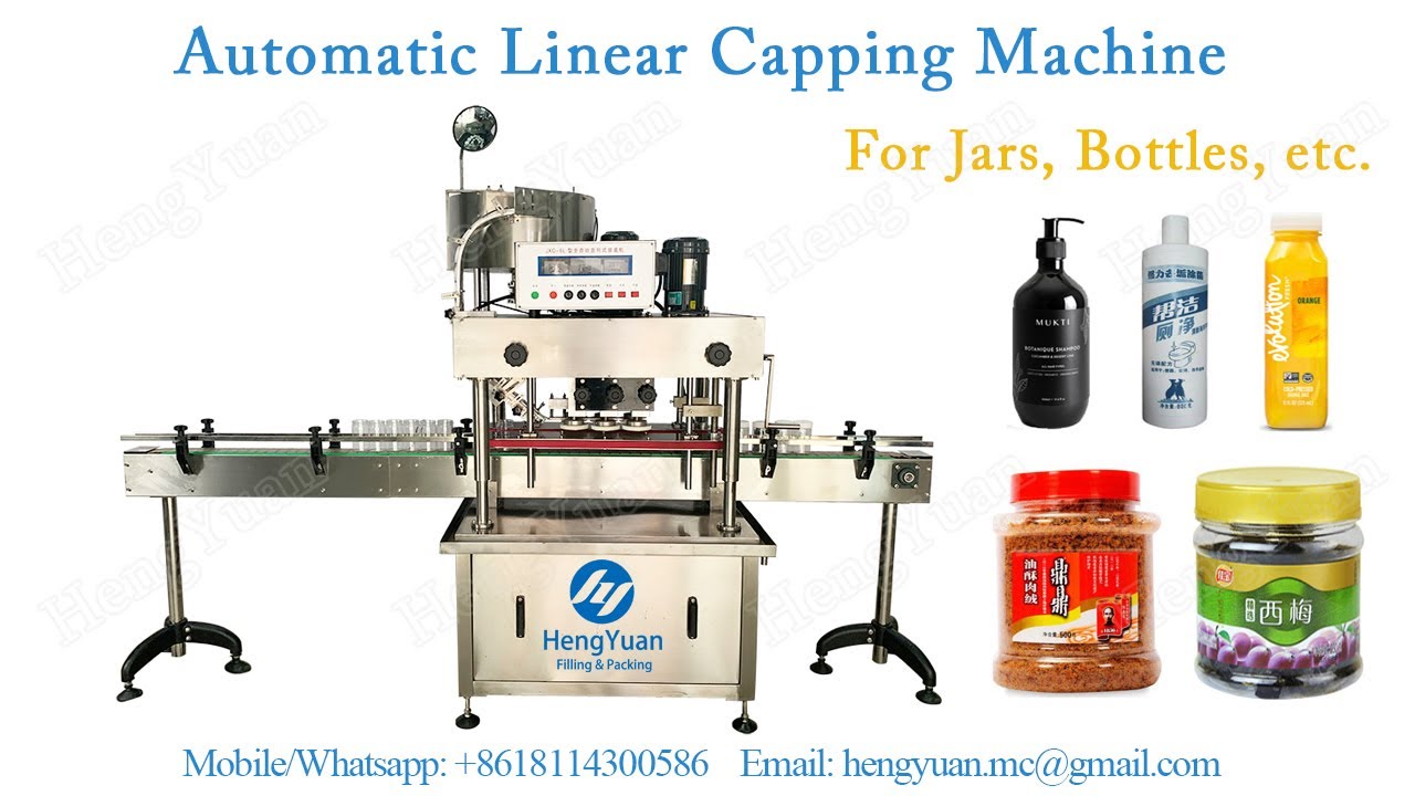 Automatic Linear Capping Machine for jars, bottles, etc - YouTube