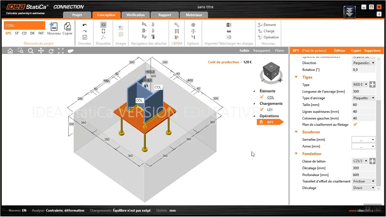 TUT0-IDEA STATICA: ETUDE D'UN ASSEMBLAGE PIED DE POTEAU - YouTube