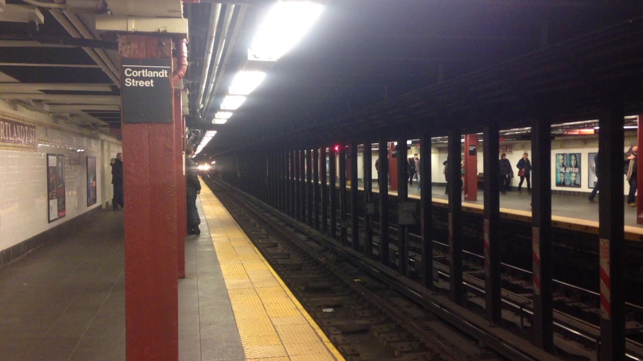 New York, New York - R Train Arrives at the Cortlandt Street Station HD ...