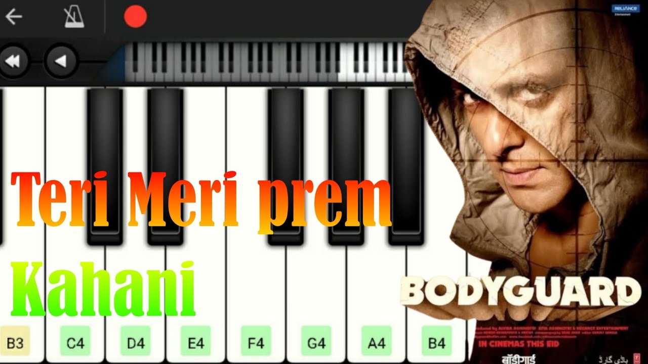 Teri Meri prem kahani | Piano tutorial | bodyguard movie | Salman Khan ...