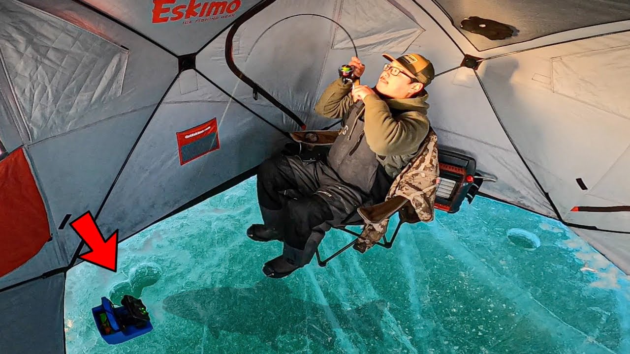 Ice Fishing 100 ft of DEEP Water for LAKE MONSTERS! (HOOKED UP ON A ...