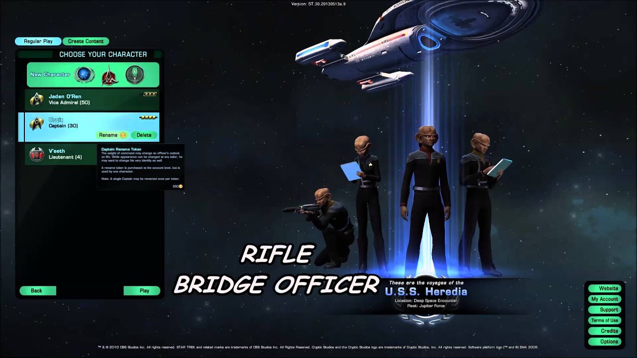 Star Trek Online Bugs: Rifle Bridge Officer During Character Selection ...