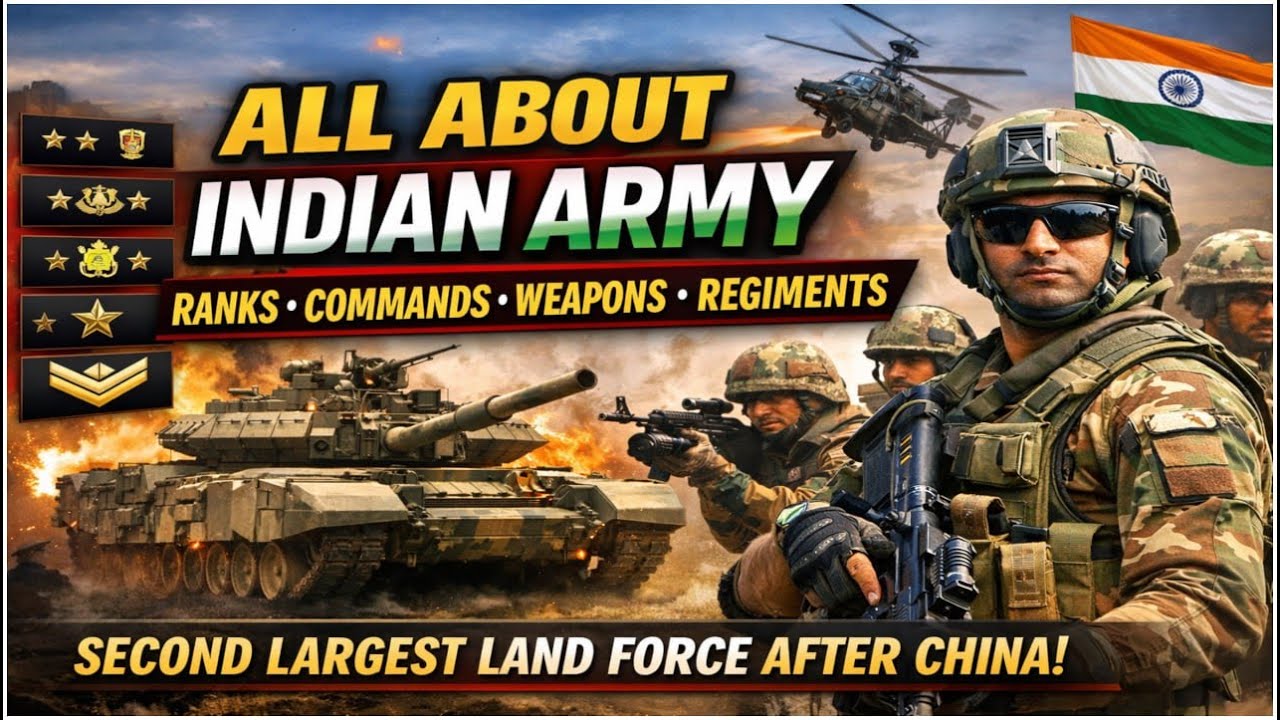 ALL ABOUT INDIAN ARMY 🇮🇳 | Ranks, Structure, Commands, Weapons ...