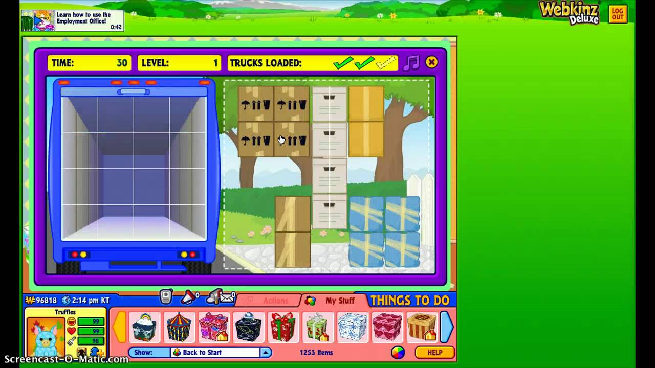 Webkinz: Trying the Mover Job at the Employment Office - YouTube