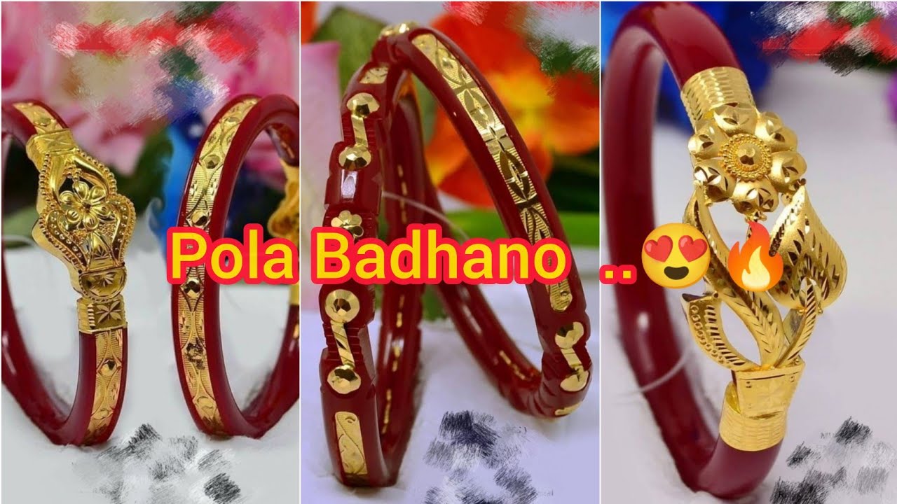 Light weight Gold pola badhano collection || Gold pola bangle design ...