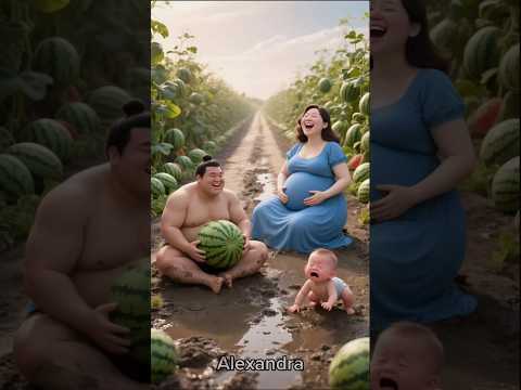 ❤ Evolution animal: baby playing in watermelon garden with mom🥰 Alexandra ✅ #shorts #cute #baby #cat