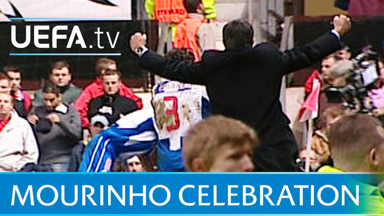 José Mourinho on his Porto touchline run at Old Trafford - YouTube