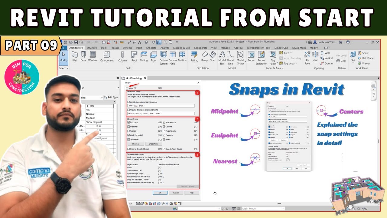 #09 Revit Tutorial: Adjust Revit Snap Settings to be More Efficient ...