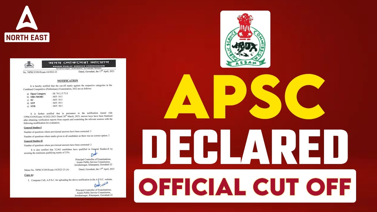 APSC Cut Off 2023 | APSC Prelims Cut off Category Wise | Complete ...