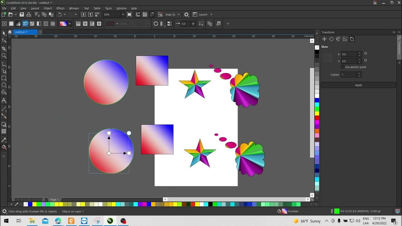 Corel Draw Basico - 15 Relleno interactivo: Rellenos vector, bitmap, textura - YouTube