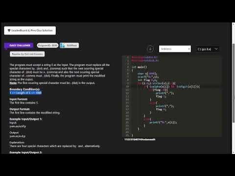Skillrack Daily Challenge-Replace by dot and comma(program id-8500)_day(13/03/23)-#skillrack # ...