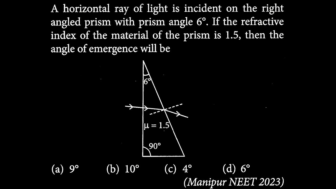 A horizontal ray of light is incident on the right angled prism OP DTS ...