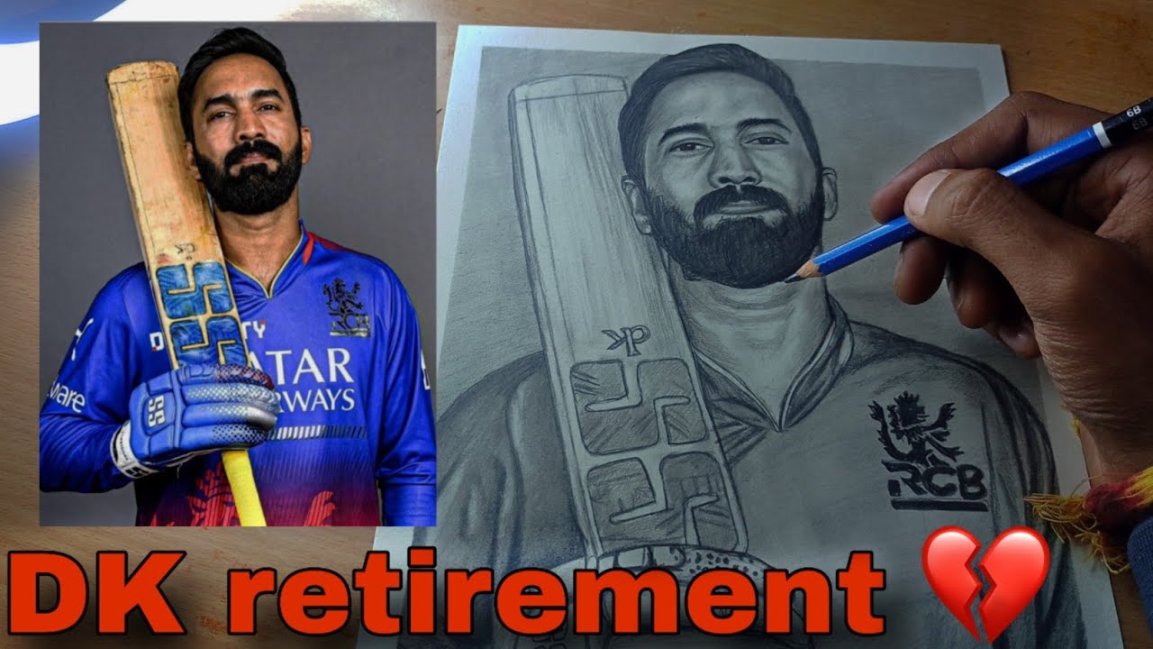 Dinesh Karthik pencil drawing|RCB player DK drawing |Virat Kohli art ...