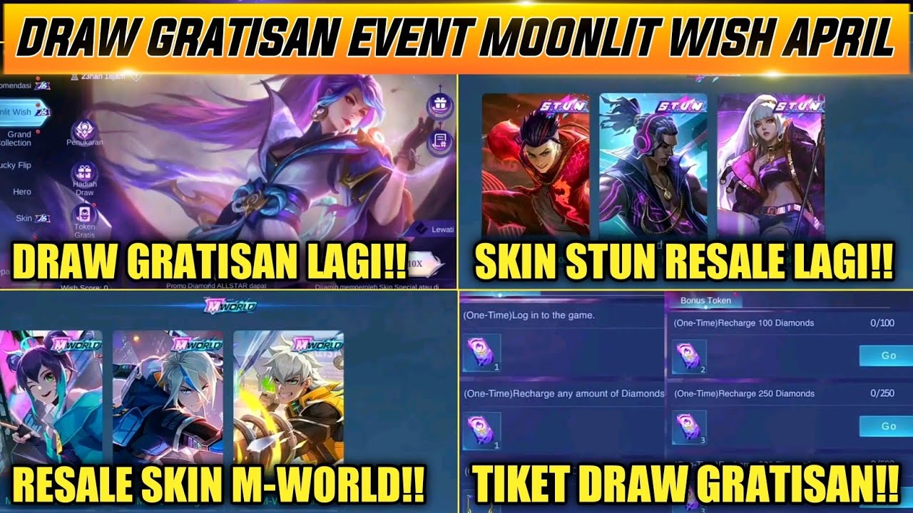 BOCORAN TIKET DRAW GRATISAN EVENT MOONLIT WISH APRIL | RESALE SKIN STUN ...